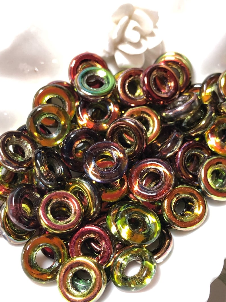 Czech Glass Loops Hoops Loopzillas Ring Bead Two Tone Large - Etsy