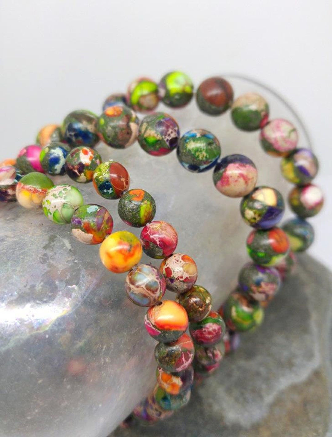 Sediment Imperial Rainbow Jasper Round Beads / Jasper Gemstone Beads ...