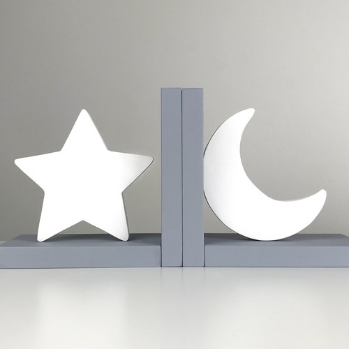 Star and Moon Bookends Star Nursery Decor Moon Book Ends for - Etsy