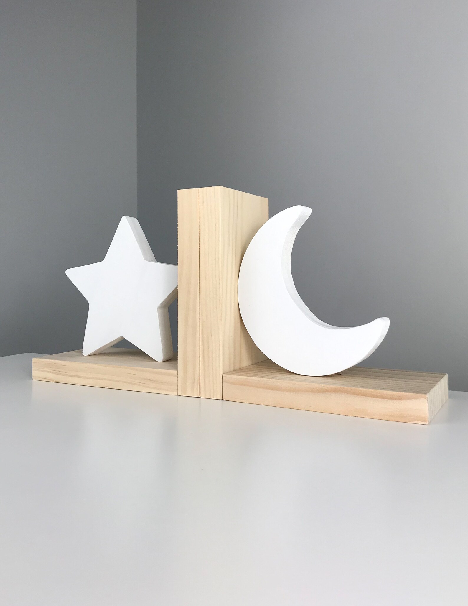Star and Moon Bookends Star Nursery Decor Moon Book Ends for - Etsy