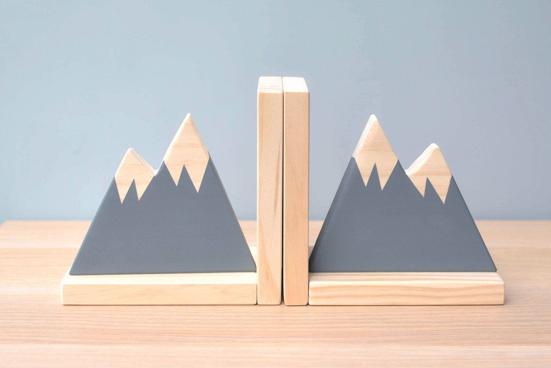 Gray Mountain Bookends, Bookends for Kids, Child Bookend, Mountain ...