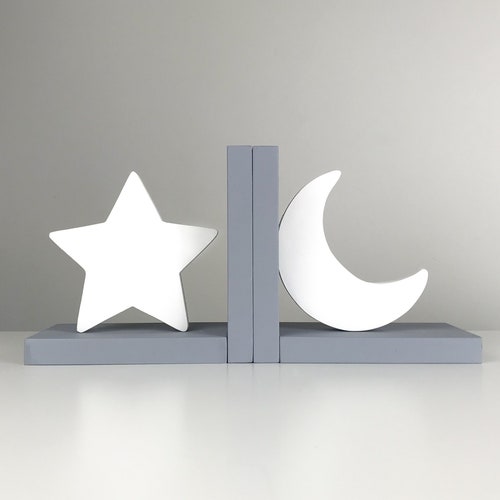 Moon & Cloud Bookends for Kids Moon Nursery Decor Baby - Etsy