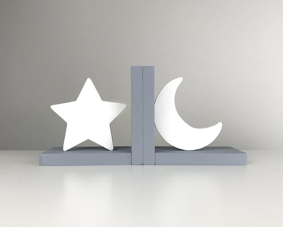 Star and Moon Bookends Star Nursery Decor Moon Book Ends for | Etsy