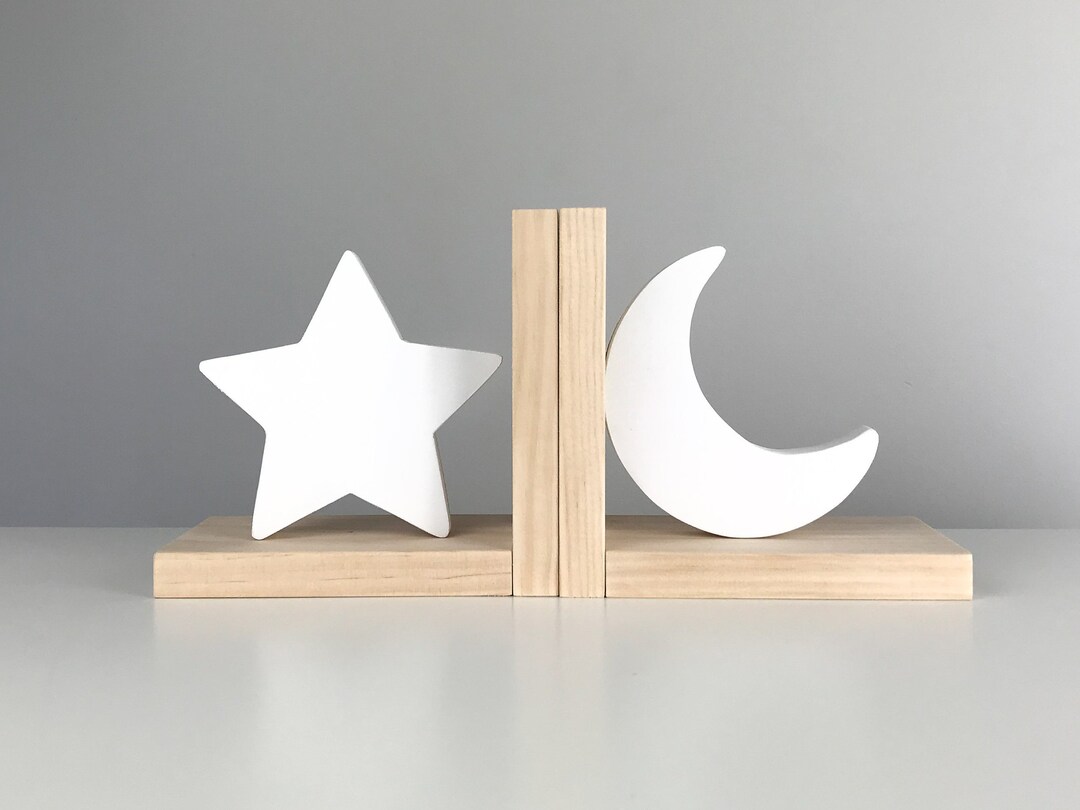 Star and Moon Bookends, Star Nursery Decor, Moon Book Ends for Kids ...