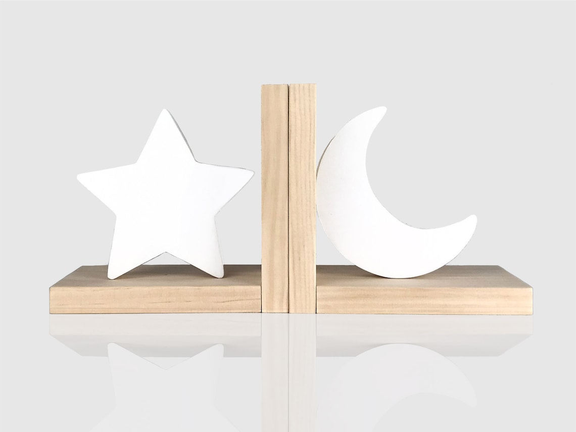Star and Moon Bookends Star Nursery Decor Moon Book Ends for - Etsy