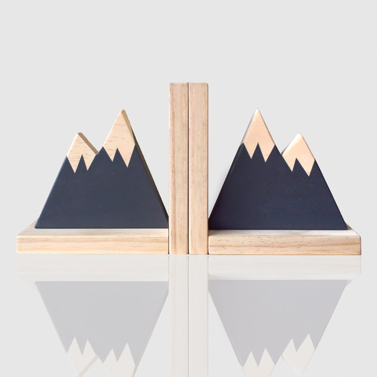 Mountain Peak Bookends, Woodland Nursery Decor, Modern Bookends ...