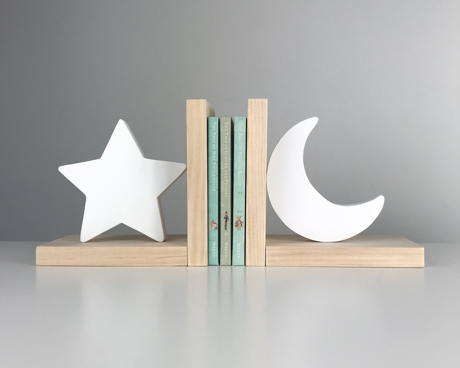 Star and Moon Bookends, Star Nursery Decor, Moon Book Ends for Kids ...