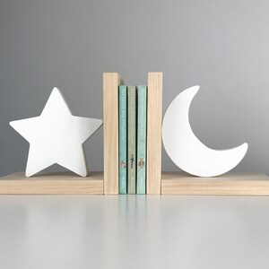 Star and Moon Bookends, Star Nursery Decor, Moon Book Ends for Kids ...