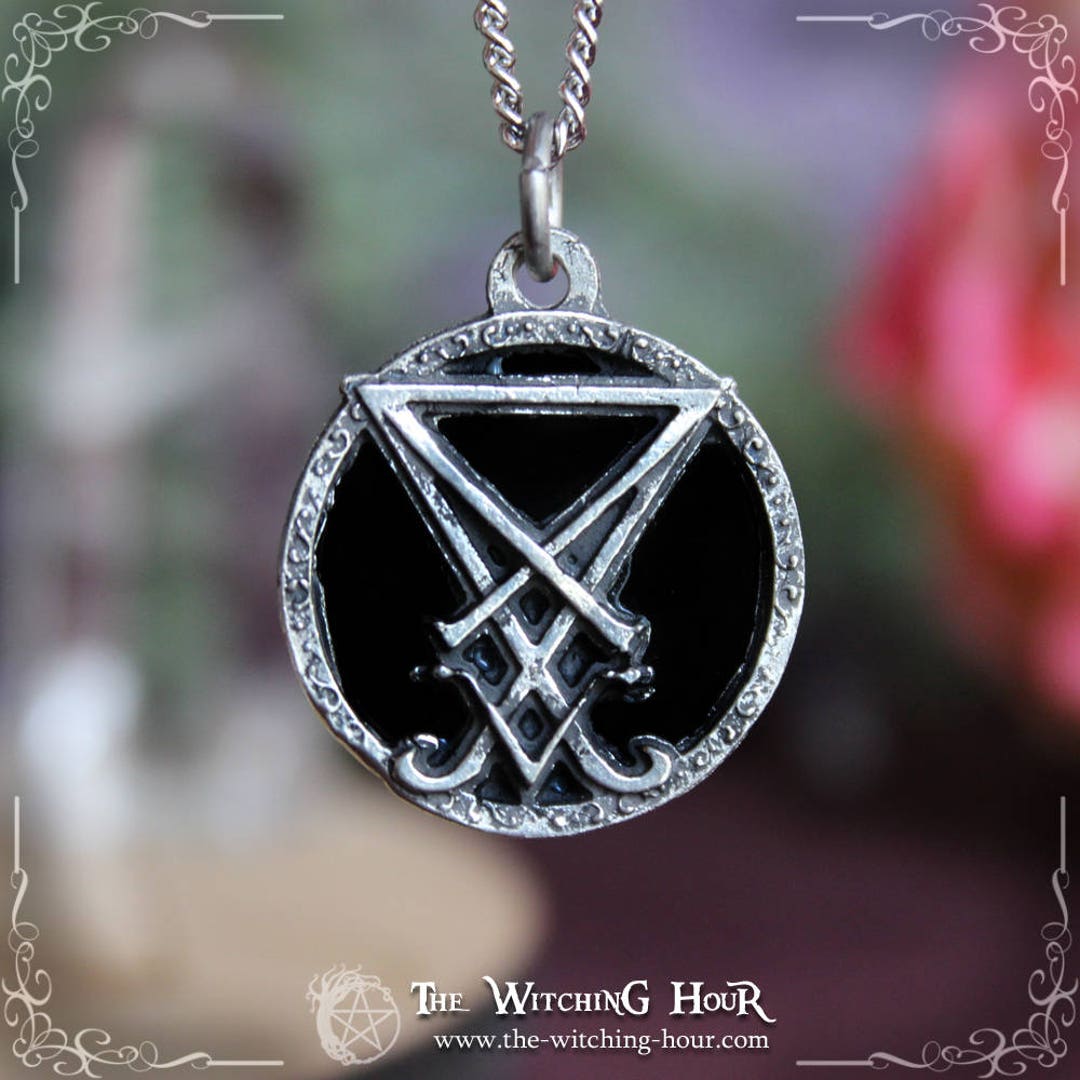 Sigil of Lucifer Necklace With Black Onyx, Luciferian Jewelry Handmade ...