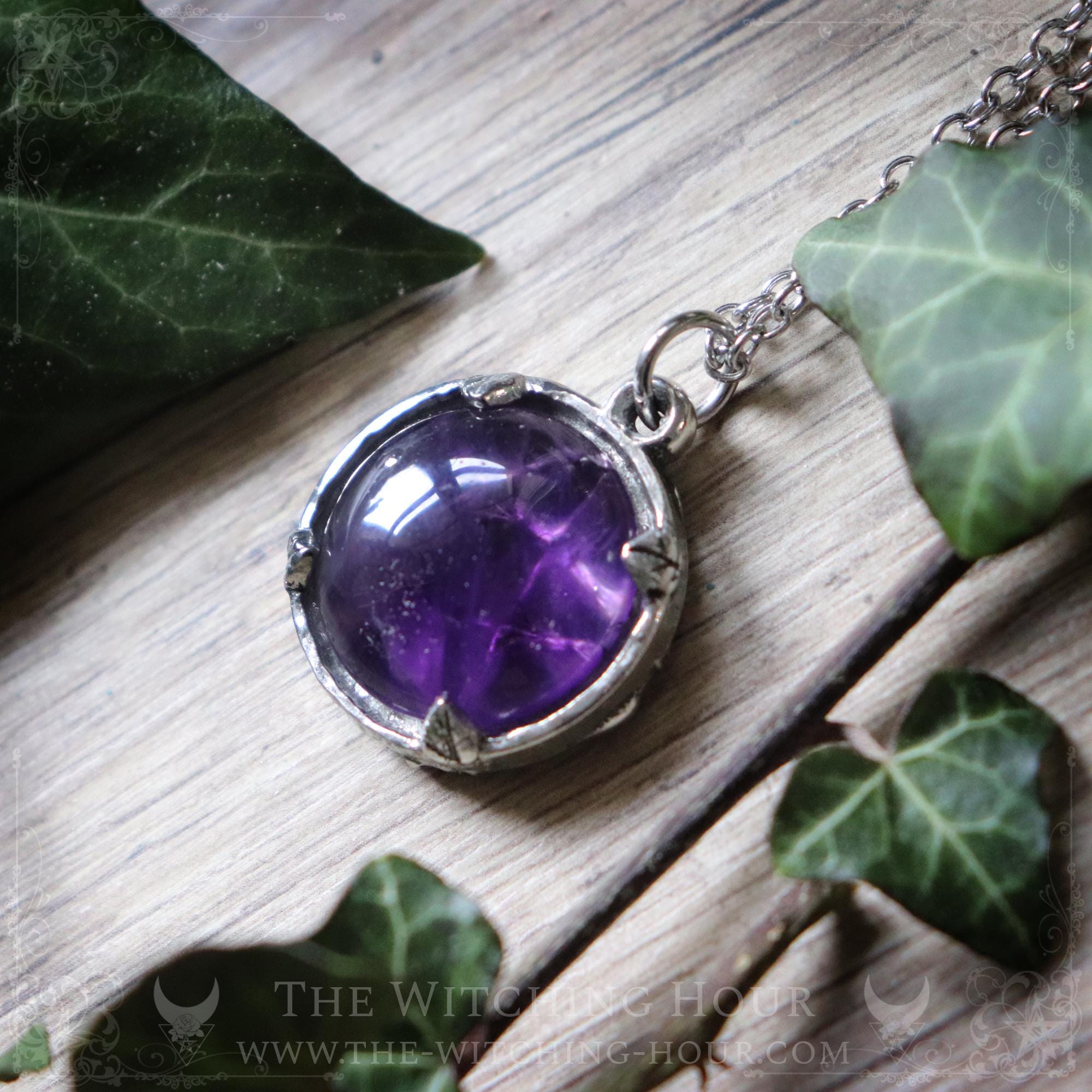 Wiccan Pentagram Necklace With Natural Purple Amethyst, Pentacle ...