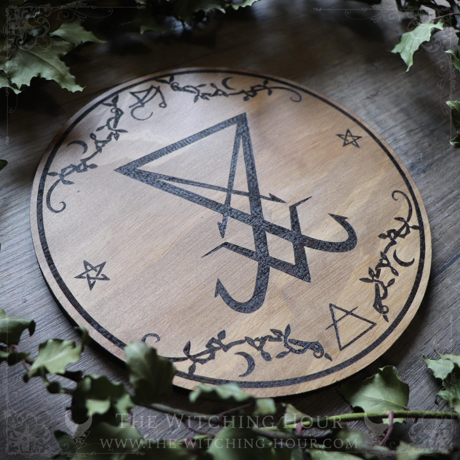 Sigil of Lucifer Altar Ornament Engraved Wood, Handmade Occult ...