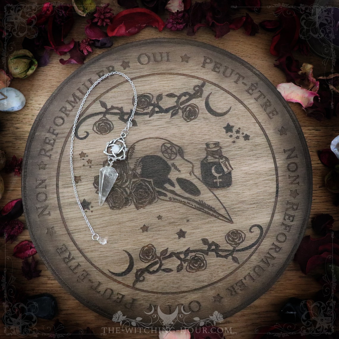 Pendulum Board With Crow Skull, Handmade From Wood, Made for Divination ...