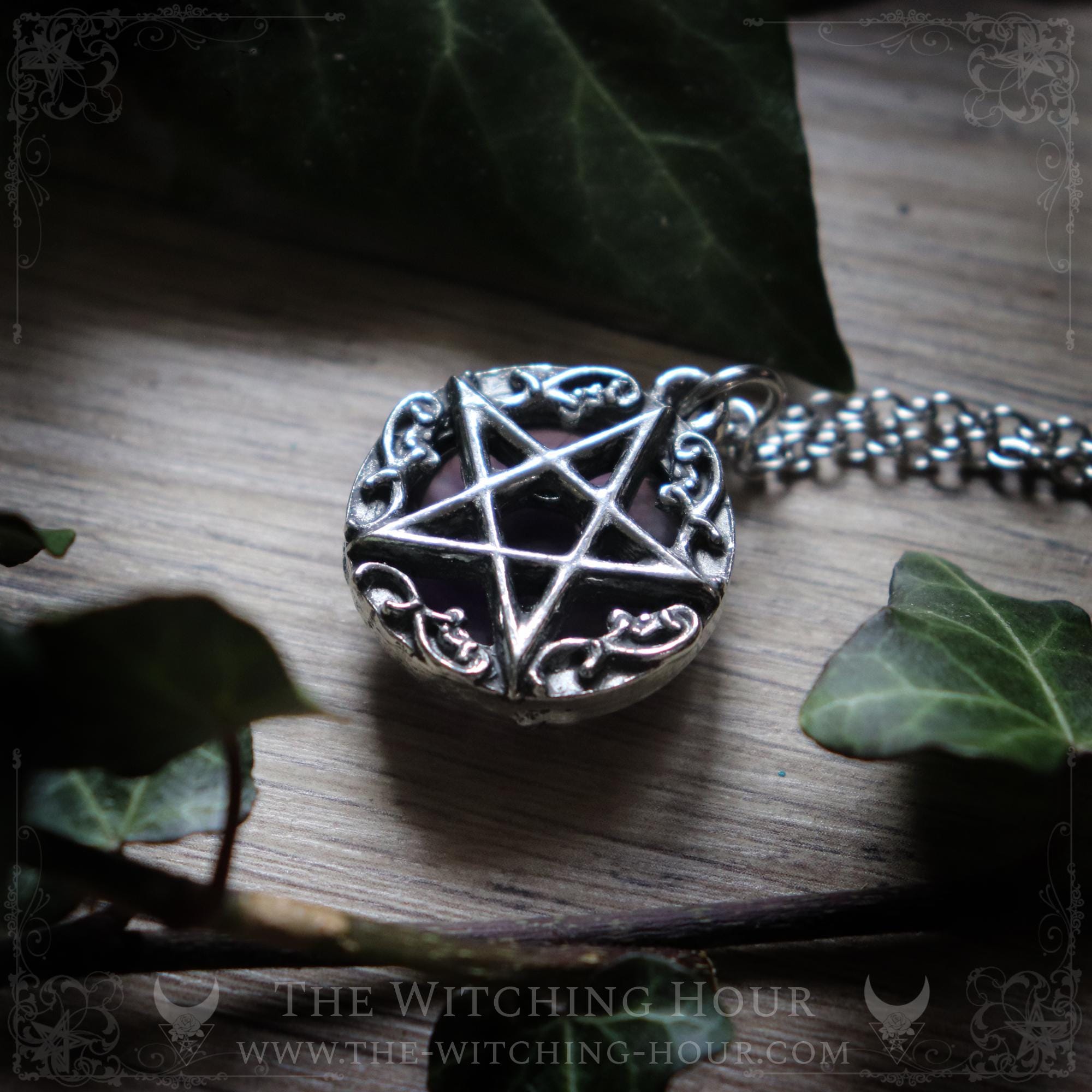 Wiccan Pentagram Necklace With Natural Purple Amethyst, Pentacle ...