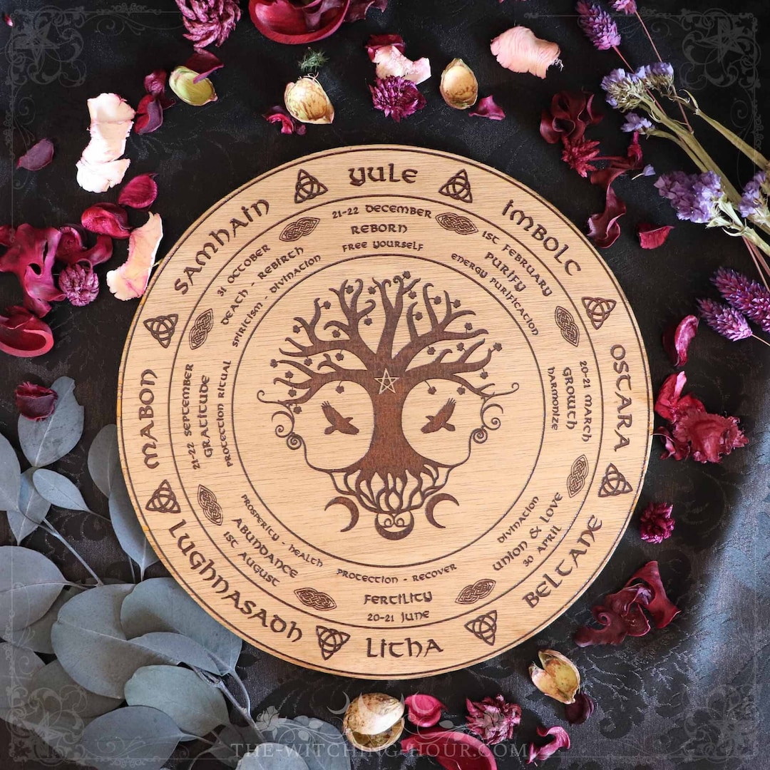 Wheel of the Year With Tree of Life Ungraved Thick Wood, Yggdrasil ...