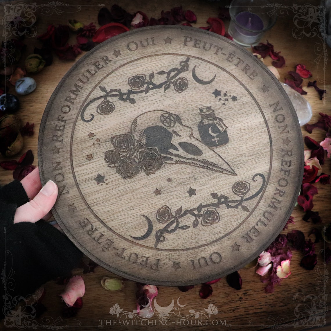 Pendulum Board With Crow Skull, Handmade From Wood, Made for Divination ...