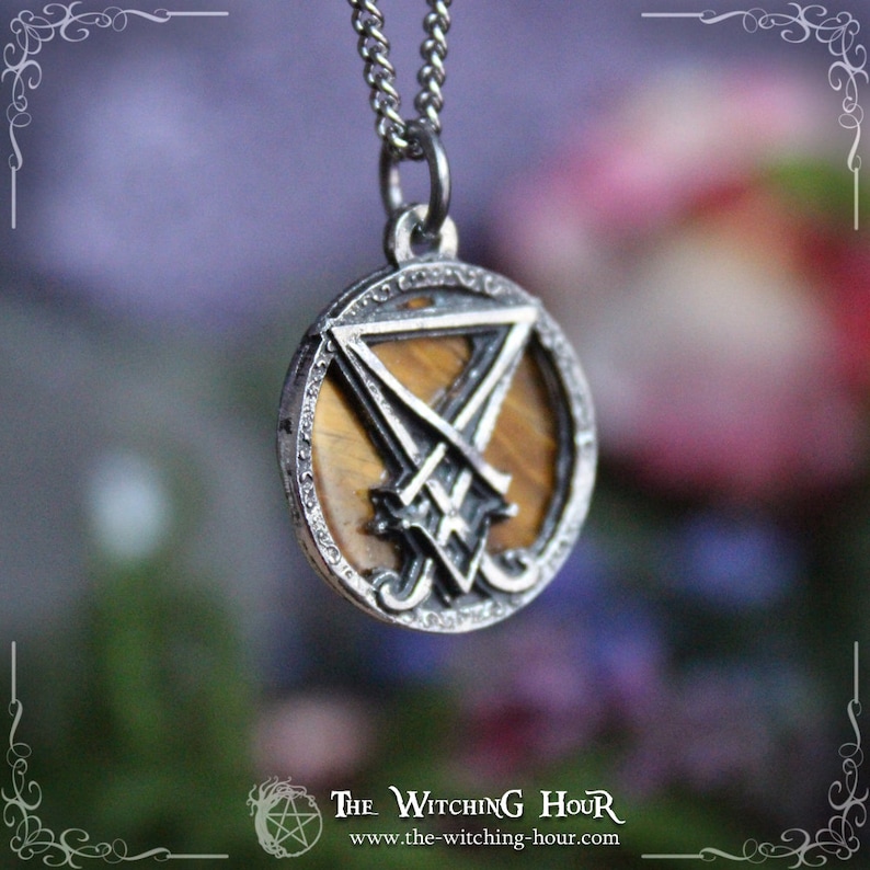 Sigil of Lucifer Necklace With Tiger Eye Lucifer's Sigil - Etsy
