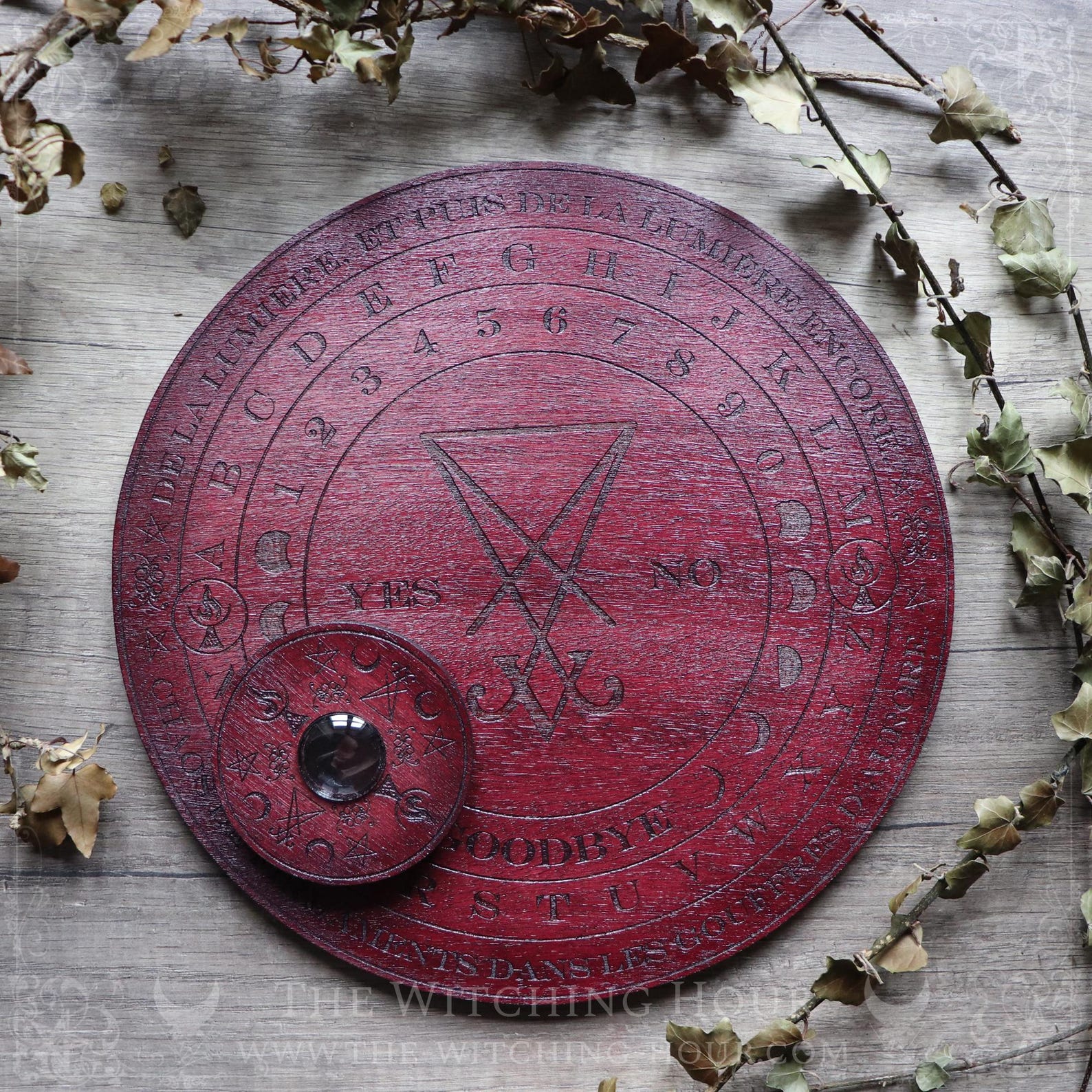 Sigil of Lucifer Ouija Board, Red Wooden Spirit Planchette for ...
