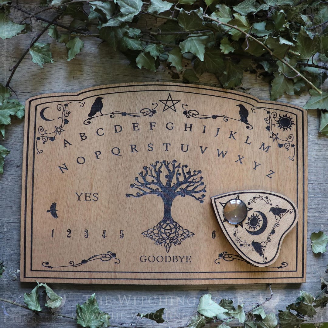 Wooden Ouija Board With Tree of Life and Ravens, Planchette for ...