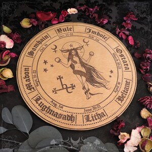 Lilith Wheel of the Year, Wooden Altar Ornament, Goddess Ishtar, Pagan ...