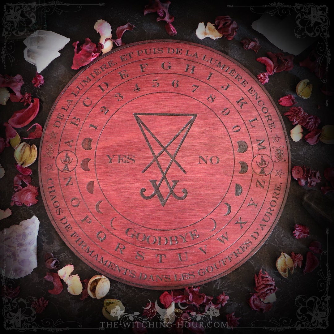 Sigil of Lucifer Ouija Board, Red Wooden Spirit Planchette for ...