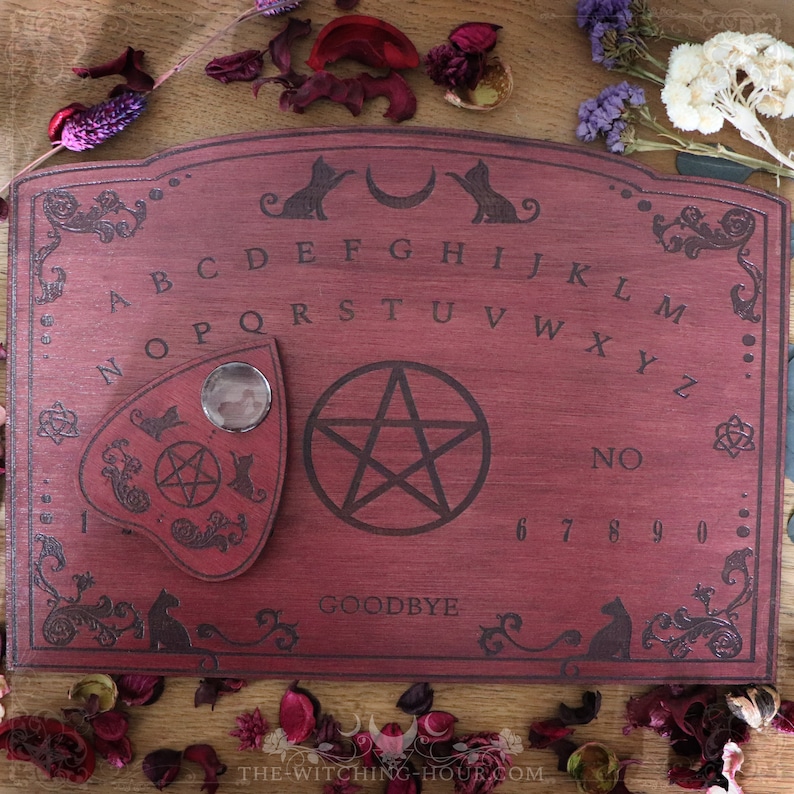 Red Wooden Ouija Board Adorned With Cats and Victorian Ornaments ...