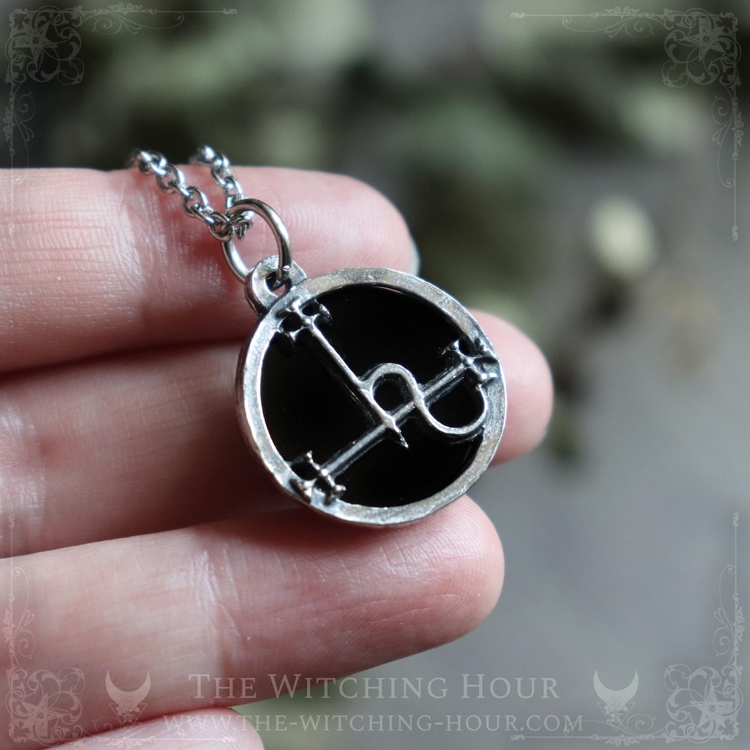 Sigil of Lilith Necklace With Onyx or Rainbow Moonstone, Seal of ...