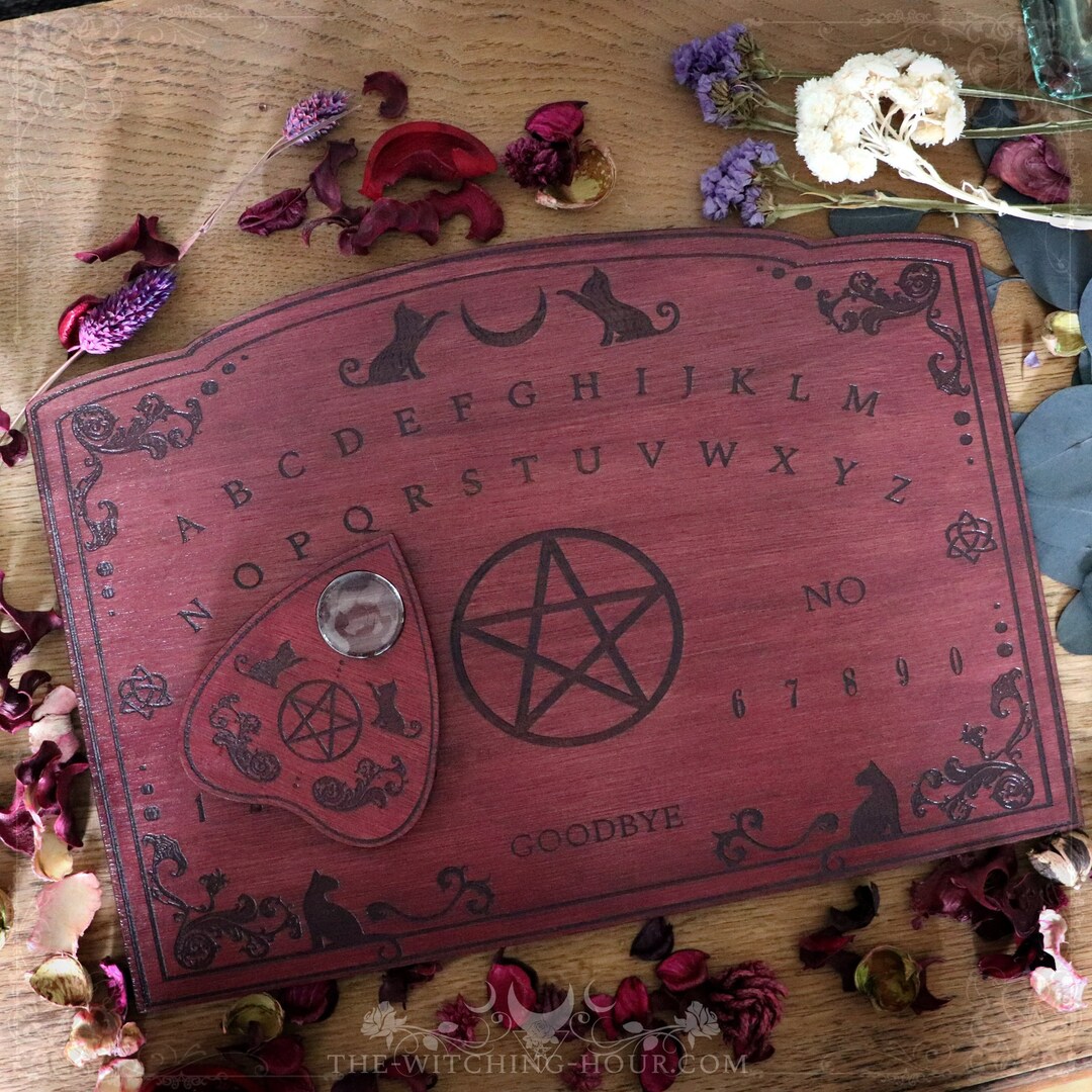 Red Wooden Ouija Board Adorned With Cats and Victorian Ornaments ...