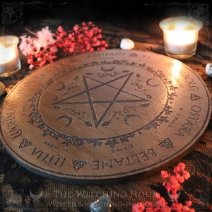 Wooden Wheel of the Year With Pentagram, Altar Ornament for Pagan ...