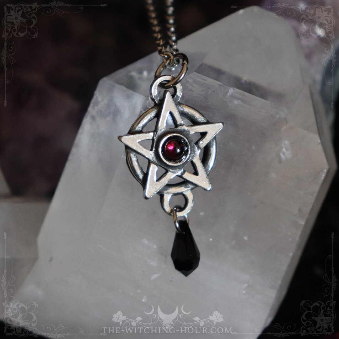 Pentagram Necklace With Natural Garnet, Pentacle Pendant, Handmade ...