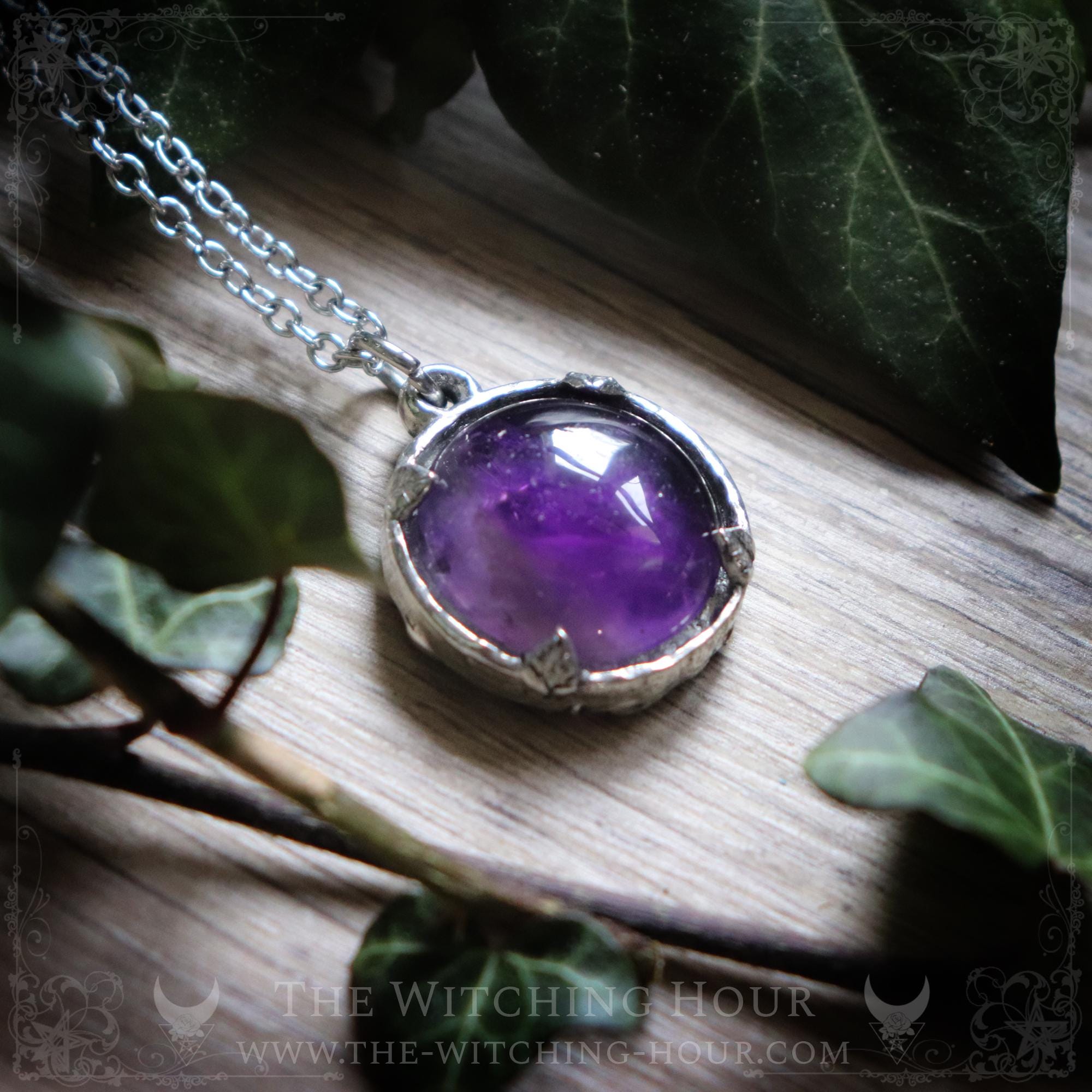 Wiccan Pentagram Necklace With Natural Purple Amethyst, Pentacle ...