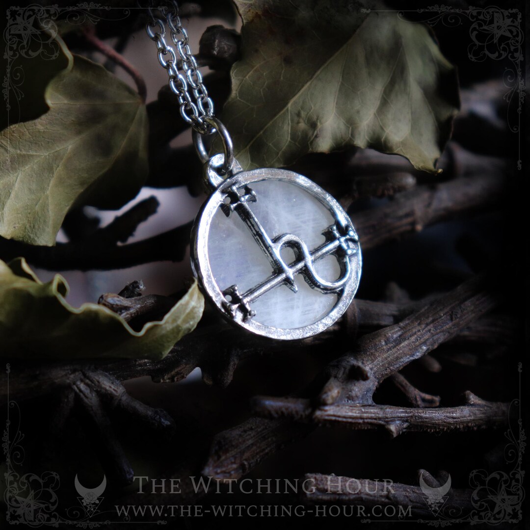 Sigil of Lilith Necklace With Onyx or Rainbow Moonstone, Seal of ...