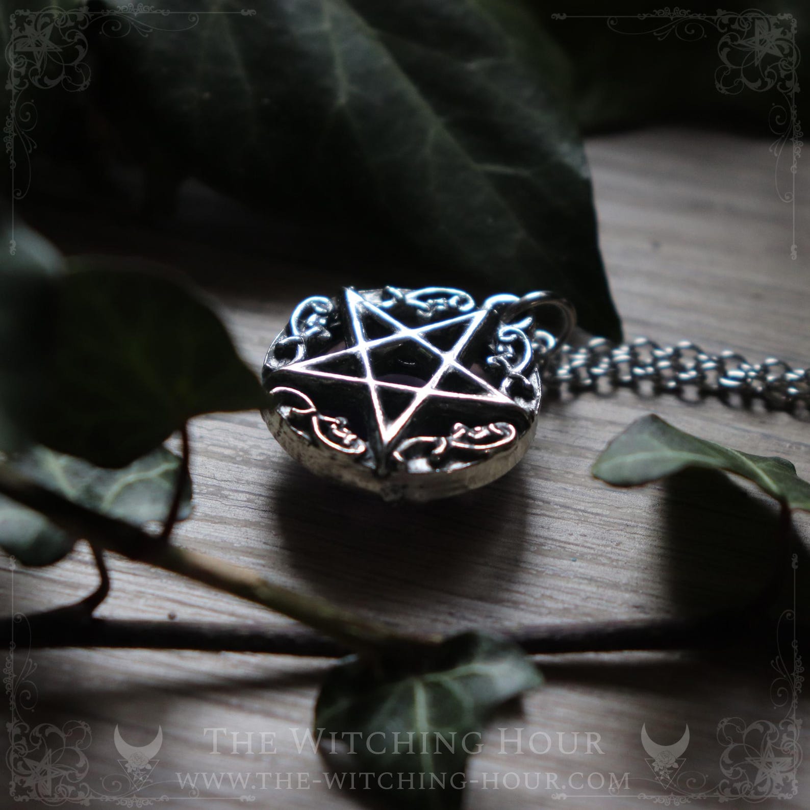 Wiccan Pentagram Necklace With Natural Purple Amethyst, Pentacle ...