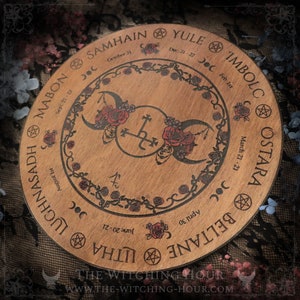 Sigil of Lilith Wheel of the Year With Triple Moon and Roses, Wooden ...