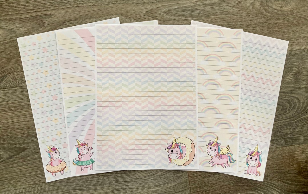 Unicorn Writing Paper Rainbow Paper Unicorn Stationery A4 - Etsy