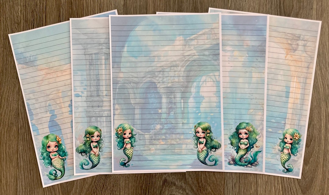 Mermaids of Atlantis Mermaid Writing Paper A4 Writing Paper - Etsy UK