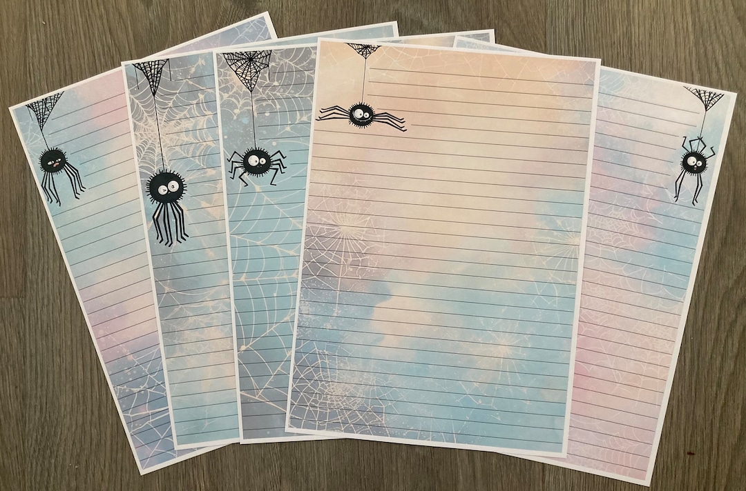 Spider Writing Paper, A4 Writing Paper, Spider Stationery, Lined ...