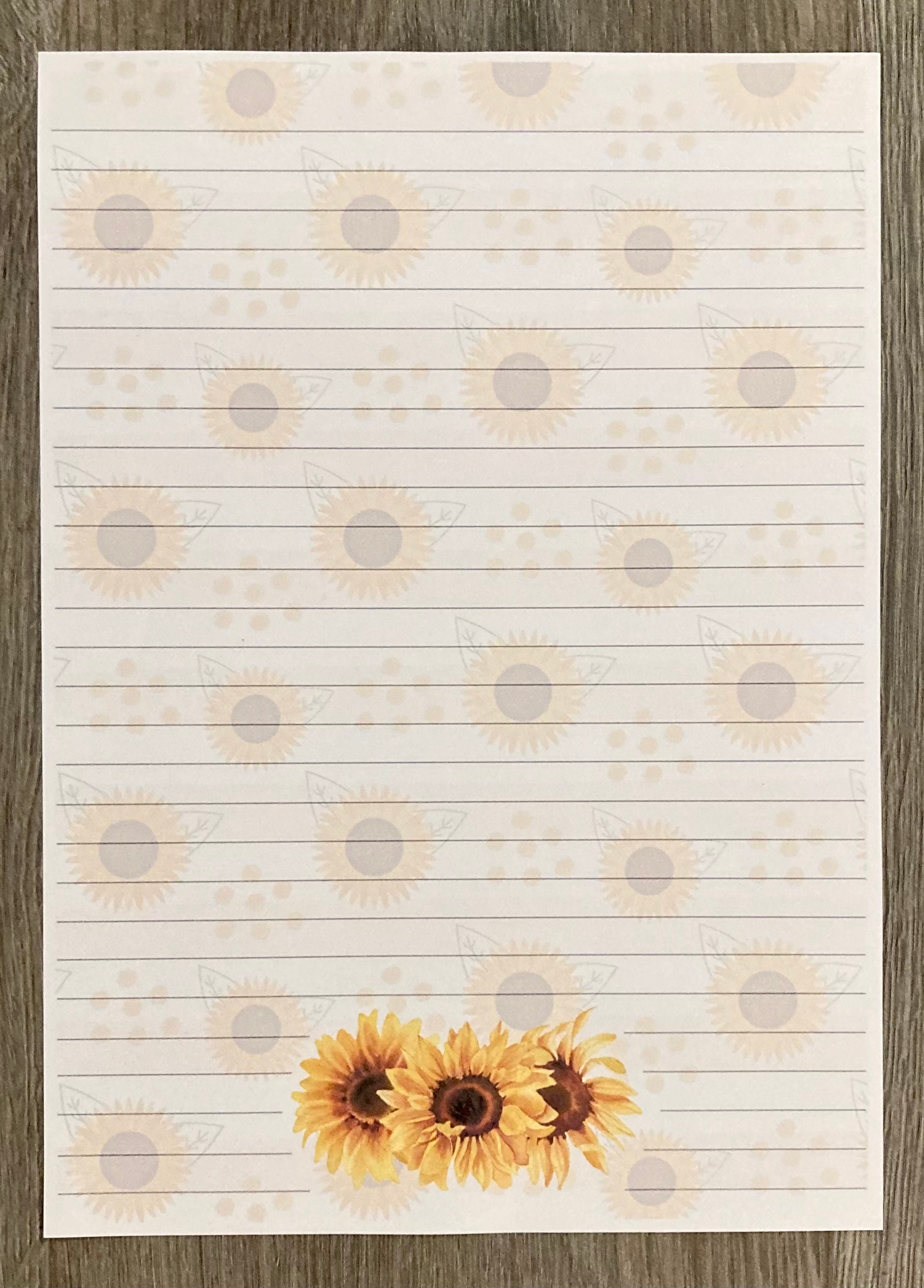 Sunflower Writing Paper A4 Writing Paper Floral Stationery - Etsy