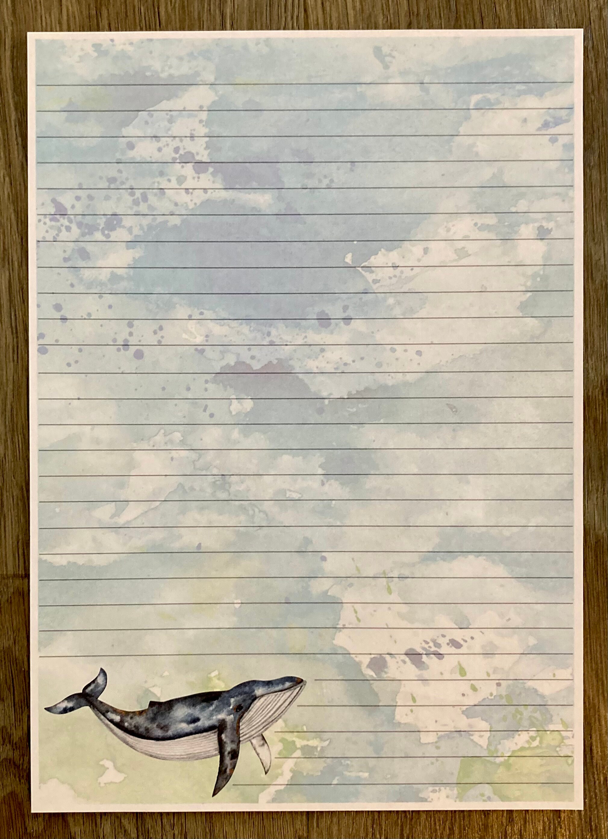 Whales Writing Paper, Sealife Paper, A4 Writing Paper, Whales ...