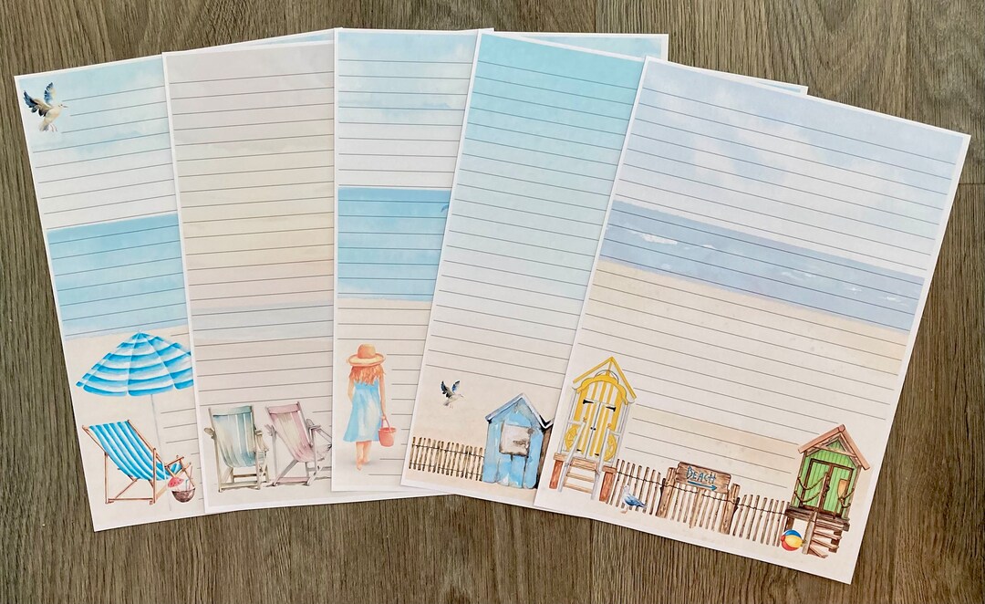 Beach Writing Paper, A4 Writing Paper, Beach Stationery, Lined Writing ...