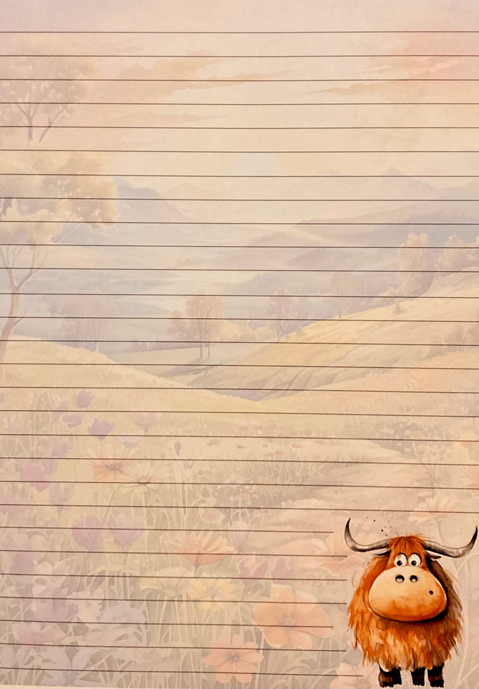 Highland Cow Writing Paper, A4 Writing Paper, Highland Cow Stationery ...