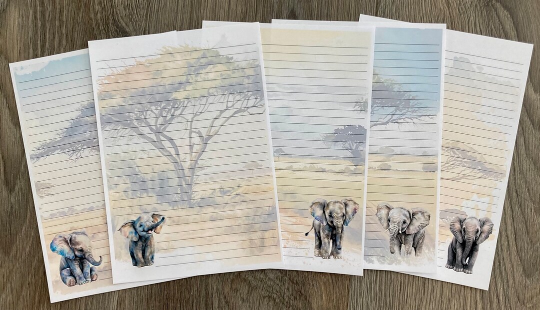 Elephant Writing Paper, Elephant Stationery, A4 Writing Paper, Lined ...