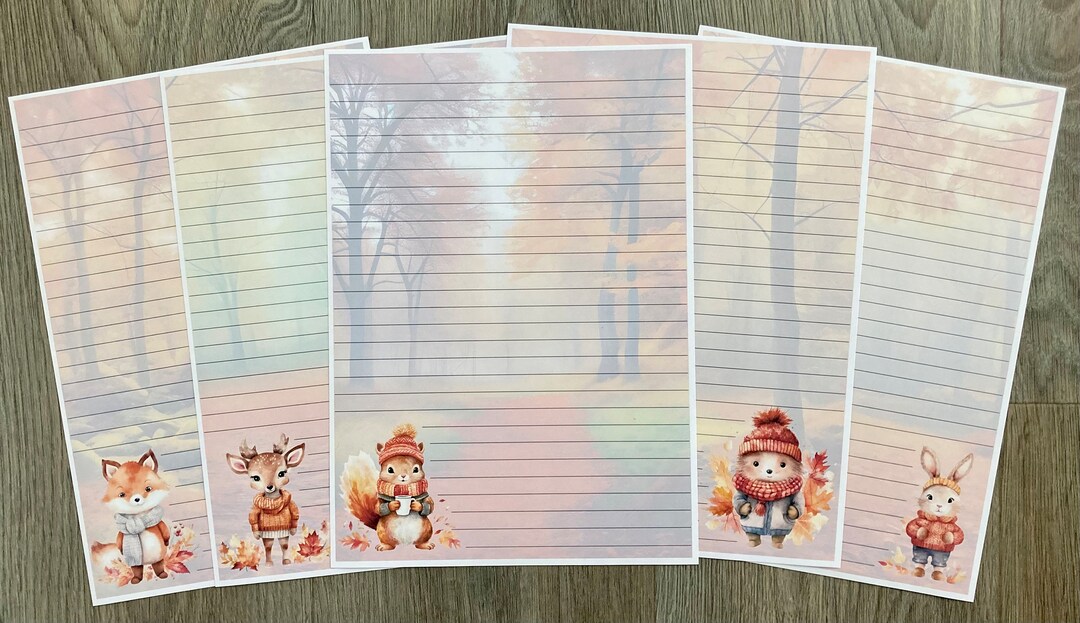 Woodland Animals Writing Paper, A4 Writing Paper, Forest Stationery ...