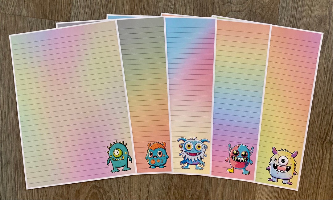 Monster Writing Paper, Kid Writing Paper, A4 Writing Paper, Child ...