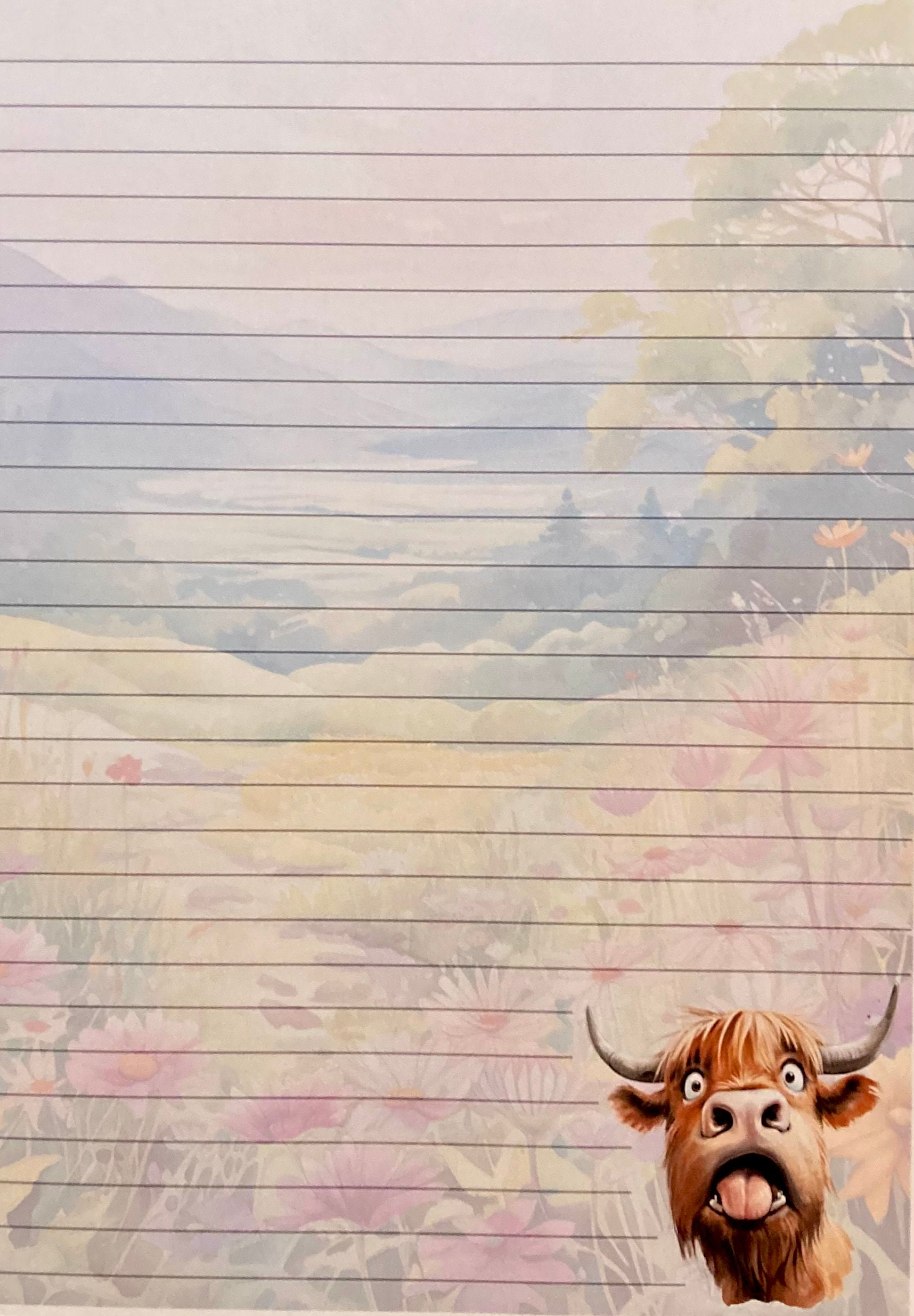 Highland Cow Writing Paper, A4 Writing Paper, Highland Cow Stationery ...