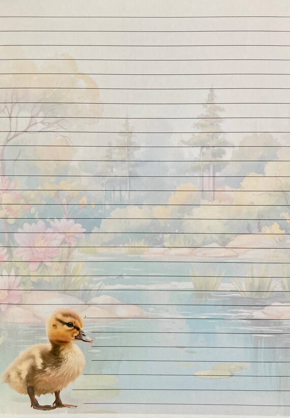 Duck Writing Paper A4 Writing Paper Duck Stationery Animal Stationery Lined Writing Paper Plain Stationery Writing Paper Duck Lover Etsy UK