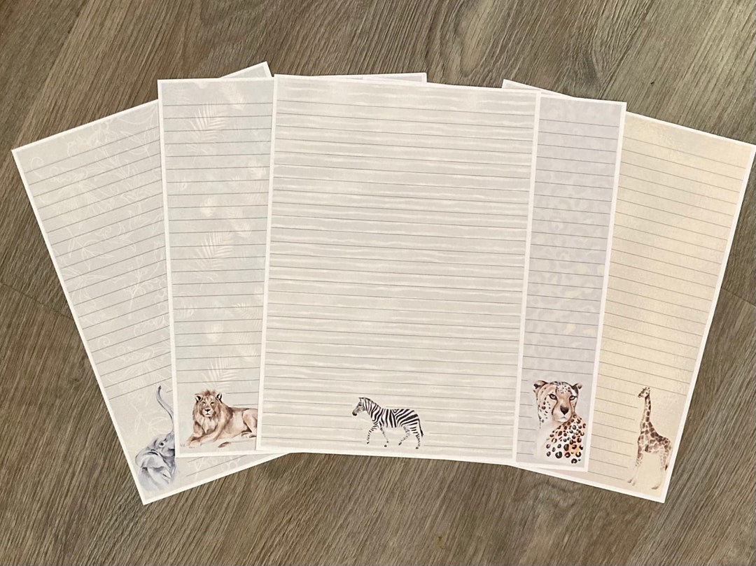 African Animal Writing Paper: A4 Lined Stationery - Etsy