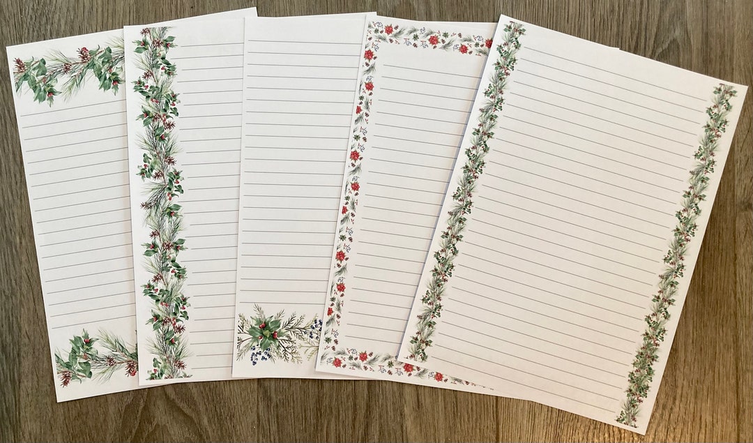 Christmas Writing Paper, A4 Writing Paper, Christmas Stationery, Lined ...