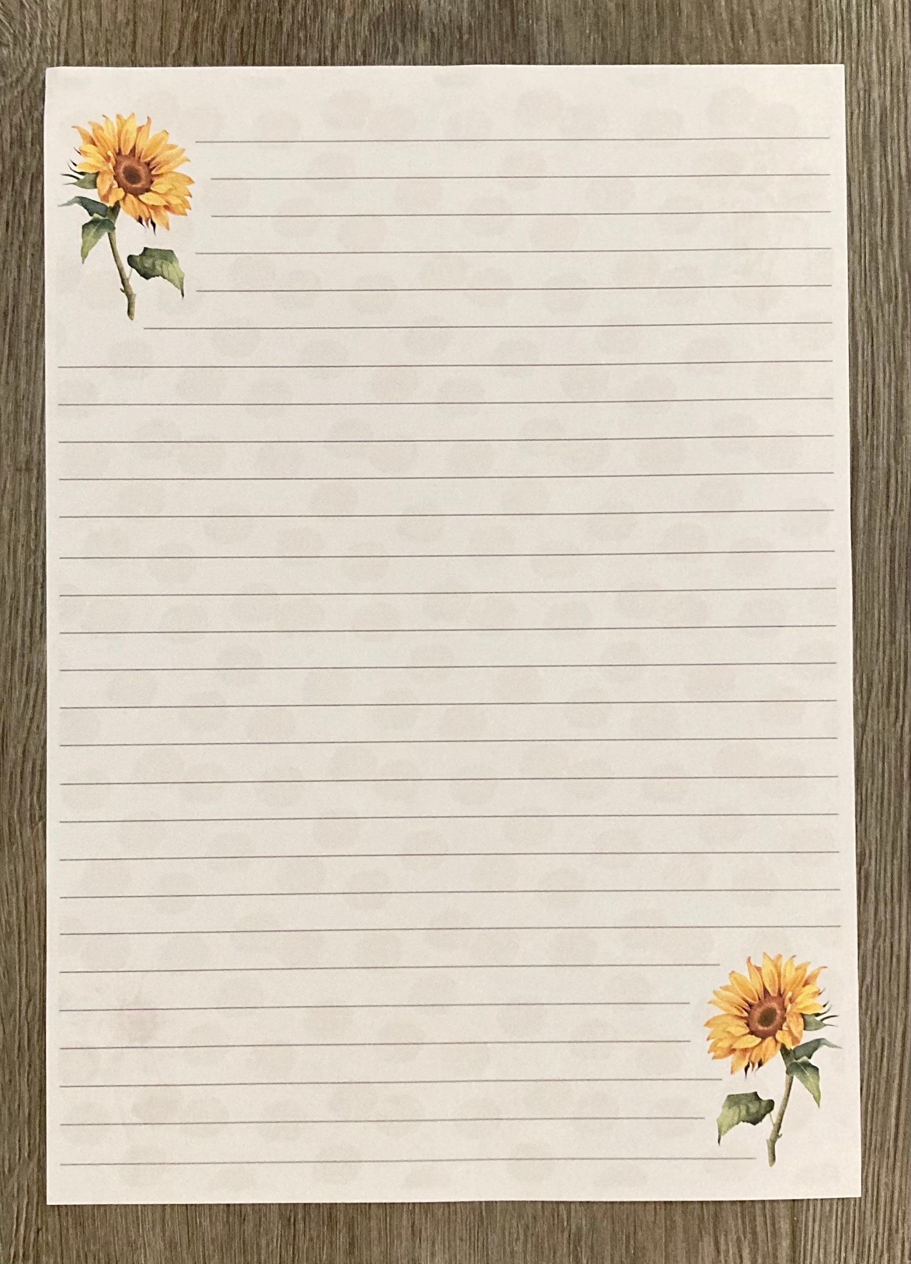 Sunflower Writing Paper A4 Writing Paper Floral Stationery - Etsy