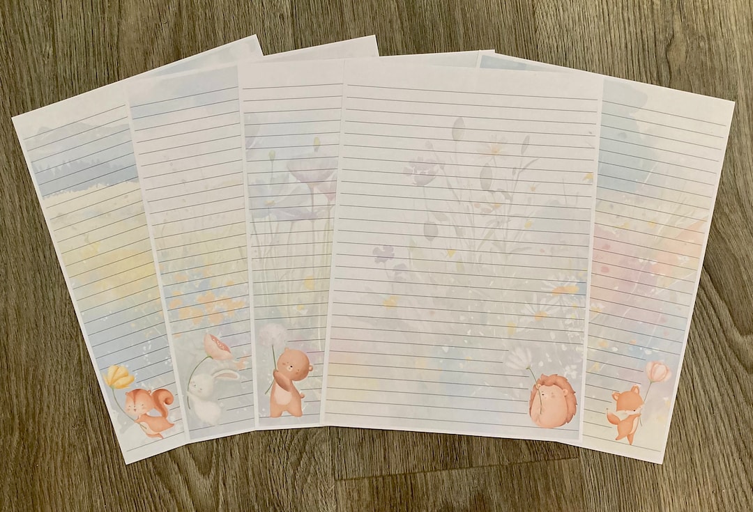 Woodland Animals Writing Paper, A4 Writing Paper, Meadow Stationery ...
