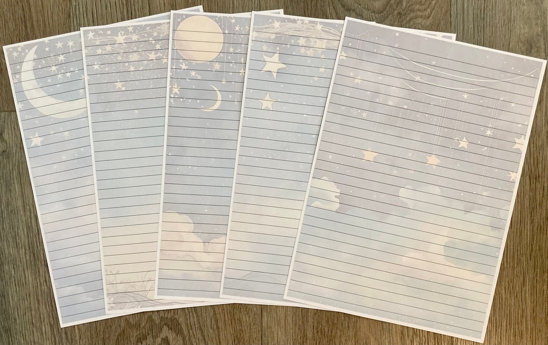 Moon and Stars Writing Paper, A4 Writing Paper, Moon Stationery, Lined ...